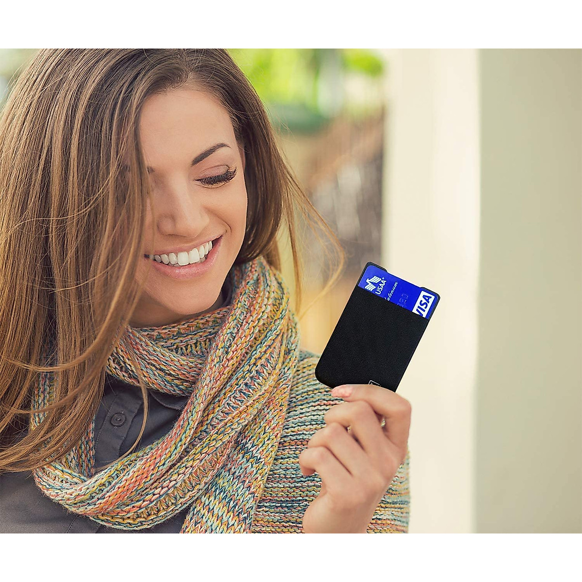 Modern Carry Elastic Minimal Card Holder, Minimalist Wallet for Men & Women, Credit Card & Business Card Holder, Slim Credit Card Wallet - Ultra Thin w/ 2 Card Slots (Black)