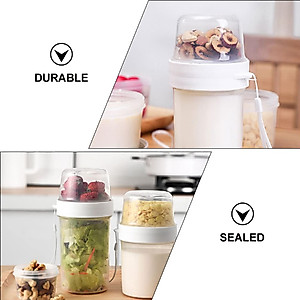 Hemoton 1 Set double layer crisper hot food flask cereal and milk thermal food jar hot food jar vacuum food containers Sealed Cereal Oatmeal small container yogurt white plastic pp office