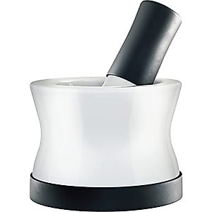 Small Mortar and Pestle Set - EZ-Grip Silicone & Porcelain handle and base - NEW Dishwasher Safe BREAKPROOF Bowl - Great Spice and Herb Grinder & Crusher - Molcajete Guacamole Bowl by Cooler Kitchen