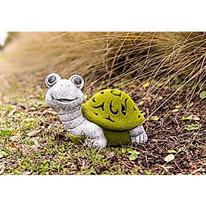 VP Home Lazy Turtle with Flocked Shell Solar Powered LED Outdoor Decor Garden Light - Great Addition for Your Garden, Solar Powered Light, Suitable for Outside Patio Lawn Gifts