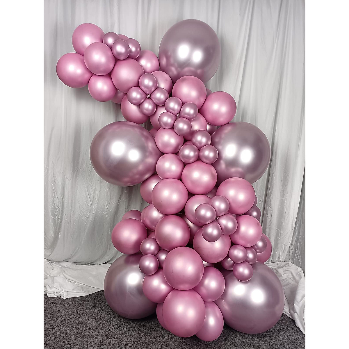 100 Pack Chrome Metallic Pink Balloons Different Sizes 18 12 10 5 Inch KIRIKOU Party Balloons for Birthday Valentines Baby Shower Bridal Wedding Party Decors