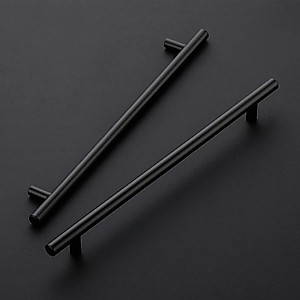 Home Expert 5 Pack 10 Inch Black Cabinet Handles Matte Black Cabinet Pulls Black Dresser Drawer Pulls Stainless Steel Kitchen Cabinet Handles Matte Black 10-1/2 Inch Overall Length