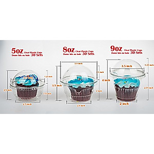 Golden Apple, 5oz-30sets Clear Plastic Cups for Ice Cream, Dessert Cups, Snack Bowl with Dome lids no Hole