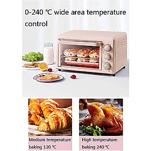 Tabletop Electric Oven 19L Pink Mini Oven Adjustable Temperature 0-240℃ and 60 Minutes Timer 3 Heating Modes Home Baking Cake Barbecue Electric Oven