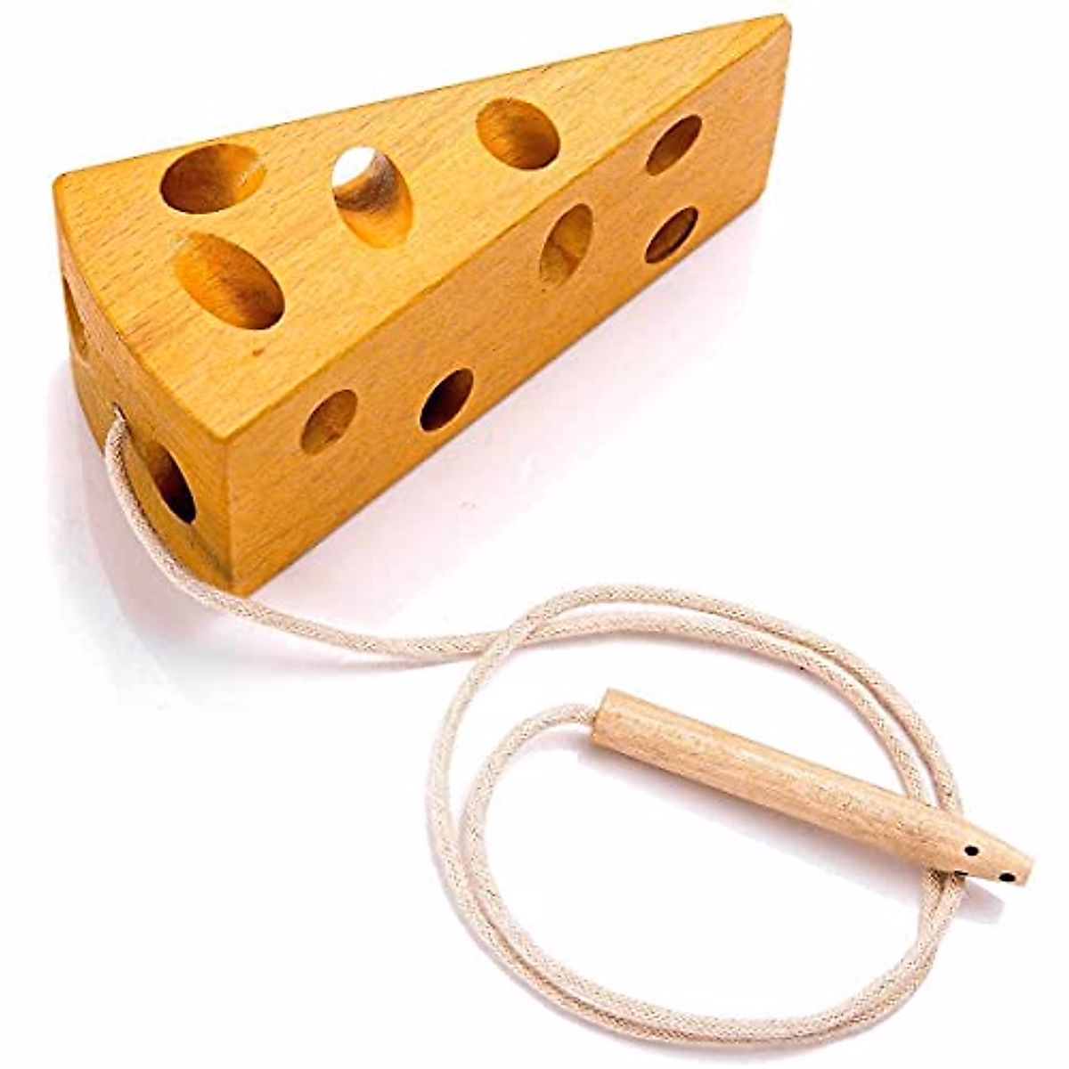 KLT Lacing Toy for Toddlers, Wooden Threading Toy Kids Travel Car Airplane Activities, Road Trip Essentials Games, Educational learning Fine Motor Skills Montessori Toys 1 Apple,1 Watermelon, 1 Cheese