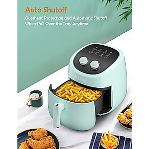 ALLCOOL Air Fryer 4.5 QT Fit for 2-4 People Easy to Use with 8 Cooking References Auto Shutoff Blue Air Fryer