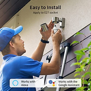 2K Light Bulb Security Camera Outdoor, 360° Wi-Fi Lightbulb Security Wireless Camera with Color Night Vision, Motion Tracking Sensor, 24/7 Recording, SD&Cloud Storage, Works with Alexa, E26/E27 Socket