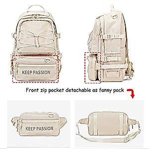 Laptop Backpacks for Women Men 16 Inch School Bag College Backpack Anti Theft Travel Daypack Bookbag for Teens Girls Students (Beige)