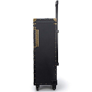 ASCASE Rolling Lockable Makeup Train Case Hairdressing Trolley Stylist Beauty Salon Cosmetic Luggage Travel Organizer Tool Box with Hair Dryer Holder