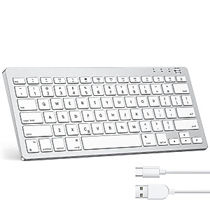 Emetok for iPad Keyboard [Aluminum Base, Big Keycap, Rechargeable], Portable Bluetooth 5.1 Keyboard for iPad 10th/9th/8th, iPad Pro 11/12.9, iPad Air/Mini/iPhone, Silver