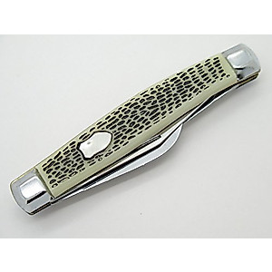 Artist Unknown Vintage Old Stock 1980s Made In China Snake Skin Stockman Folding Pocket Whittler Knife