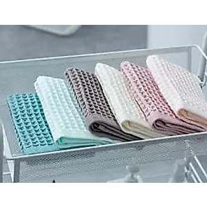 Kitchen WASH Towel Set (6 Piece) 100% Cotton, Waffle Pattern
