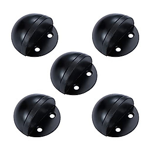 5PCS Double-Sided Adhesive Tape No Need to Drill Doorstop, Stainless Steel Half Dome Floor Door Stop Black Finish Door Stoppers by TPOHH