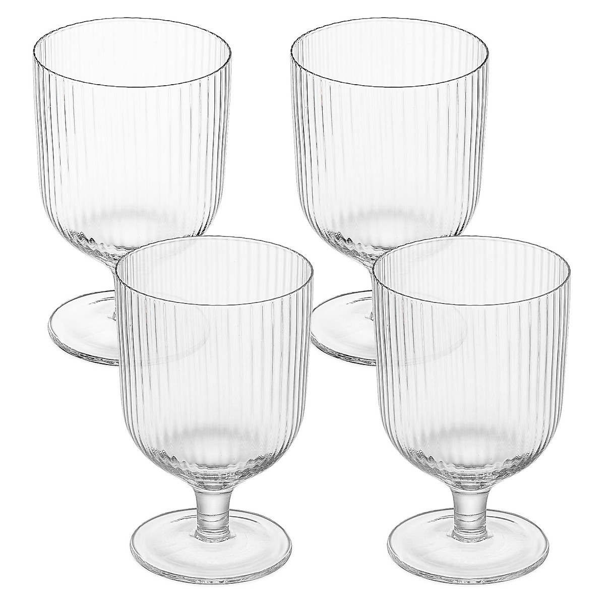 Navaris Snifter Glasses (Set of 4) - 10 oz Glass Snifters for Whiskey, Wine, Brandy, Drinks, Desserts - Decorative Fluted Glassware - Dishwasher-Safe