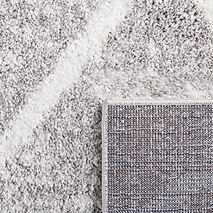 Safavieh Berber Shag Collection 7' x 7' Square Ivory/Grey BER574G Moroccan Rustic Boho Non-Shedding 1.25-inch Thick Area Rug