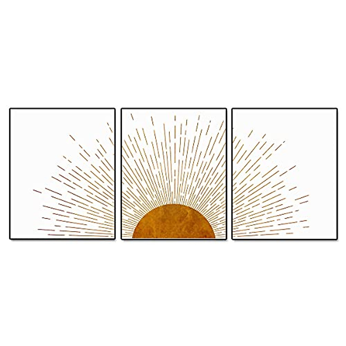 Sun Ray Art Prints Boho Bedroom Wall Decor Minimalist Decor Sun Prints Mid Century Modern Decor Living Room Prints Set of 3 Prints UNFRAMED 11X14INCH