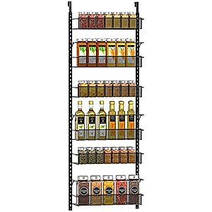 Coonoor 6 Tier Over The Door Pantry Organizer,Adjustable Baskets Closet Organizer Hanging Rack Spice Space Saver,Black