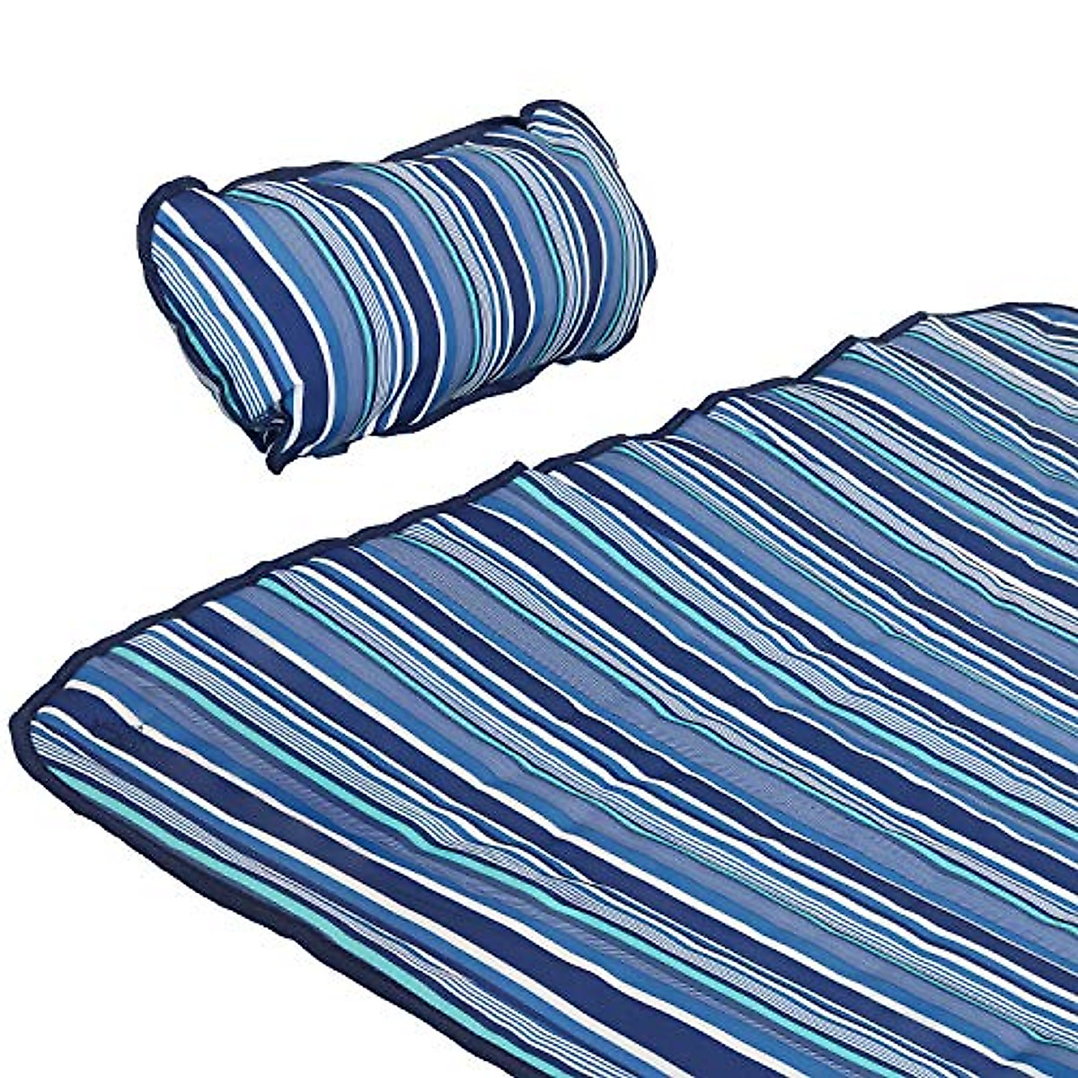 Sunnydaze Polyester Quilted Hammock Pad and Pillow Set Only - Durable Outdoor Rope Hammock Accessories - Replacement Hammock Pad - Breakwater Stripe