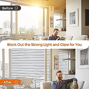 bofeifs Window Privacy Film Frosted Glass Window Film Non Adhesive UV Blocking Decorative Window Coverings for Home Office Meeting Room (Static Cling, Removable, Blinds Pattern) 35.6 x 78.7 inches