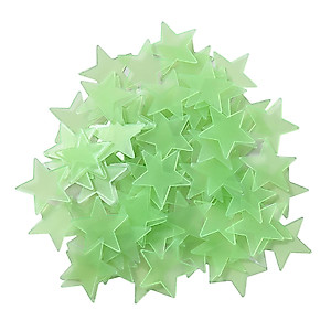 Ellylian 100 Pcs Glow in The Dark Luminous Stars Noctilucent Plastic Wall Stickers Decals for Home Art Decor Ceiling Wall Decorate Kids Babys Bedroom Room Decorations,Green