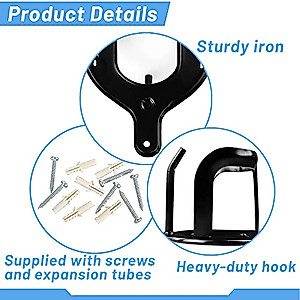 KOTESLLOE 2 Pcs Bridle Hooks, Metal Horse Bridle Hooks for Tack Room, Horse Bridle Rack with Tubes and Screw, Black