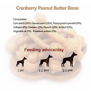 Pawant Dog Bones Long Lasting Rawhide Free Dog Chews Cranberry Taste 2.5" 1lb