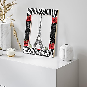 Herdesigns Red Rose Flower 8x10 Picture Frame Personalized Custom Text Name Marble Zebra Texture Wooden Picture Frame for Wall and Tabletop Display, Photo Picture Frame Customized Gift