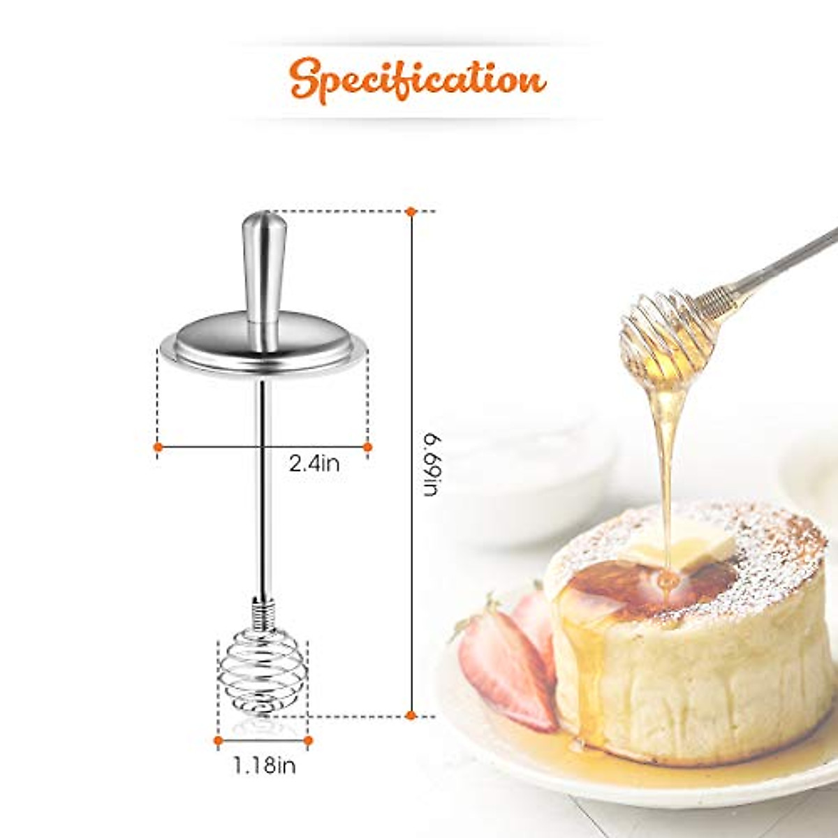 AIEVE Mason Jar Honey Dipper Lid, 2 Pack Honey Dispenser with Canning Lid, Metal Honey Stirrers Lids, Honeycomb Stick Wand for Regular Mouth Mason Ball Kerr Jars Honey Pot Containers