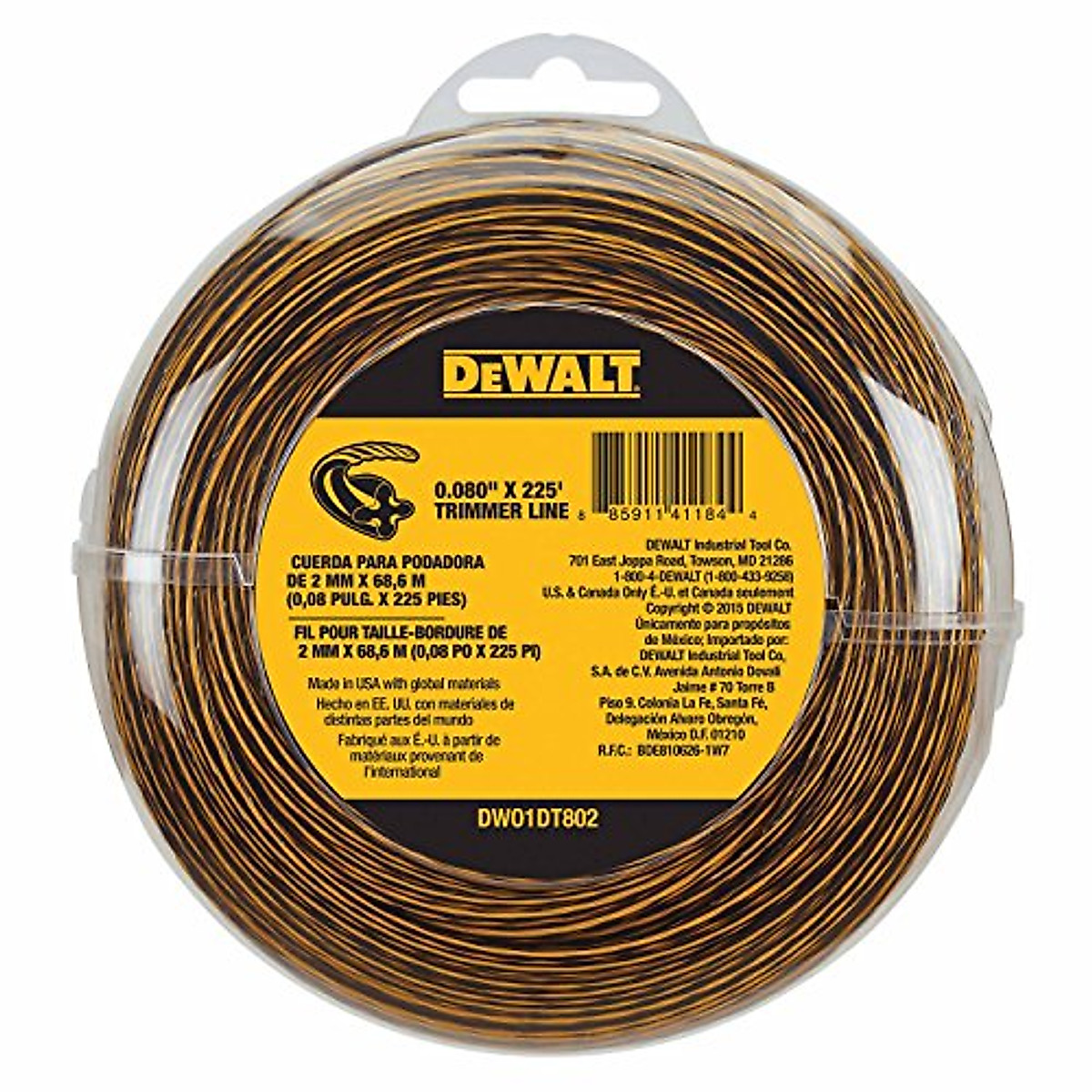 DEWALT DEWALT-DWO1DT802-3/PACK DWO1DT802 String Trimmer Line, 0.080-Inch, 3Pack (225-Feet), Brown