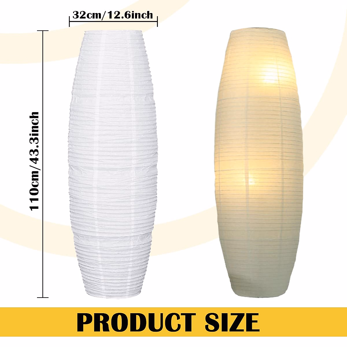 ANRONCH Rice Paper Floor Lamp Shade, Paper Floor Lampshade Light Accessories Paper Lamps Classic Modern Paper Floor Light Bulb Cage Guard for Bedroom Living Room