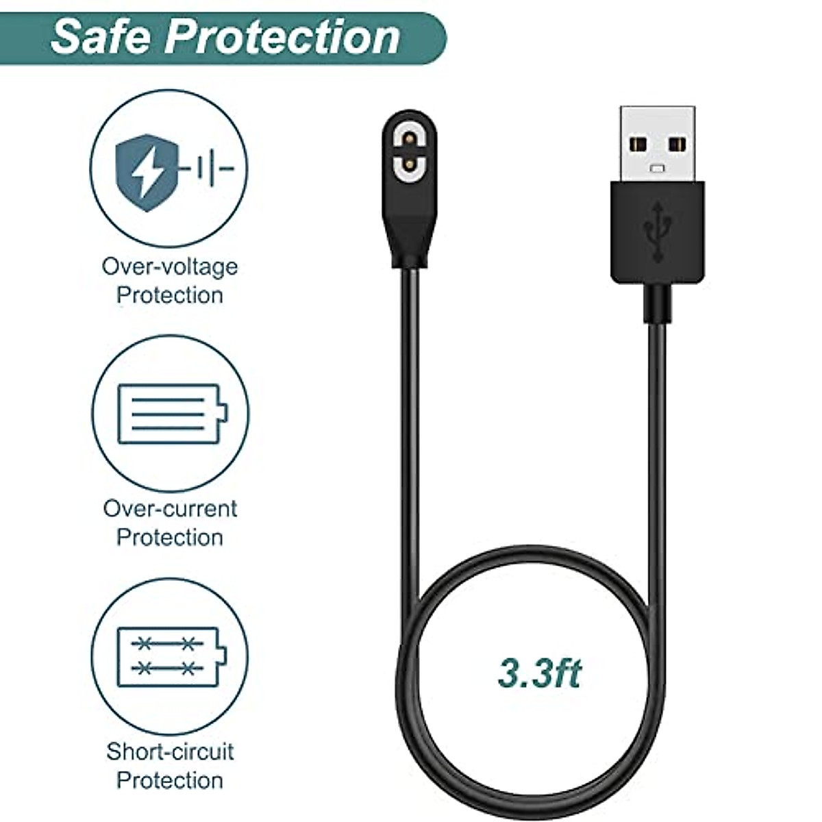 Kissmart Charger for AfterShokz Aeropex, Shokz OpenRun Mini, OpenRun Pro, OpenRun, OpenComm, Replacement Charging Cable Cord for AfterShokz Headphones [3.3ft/1m]
