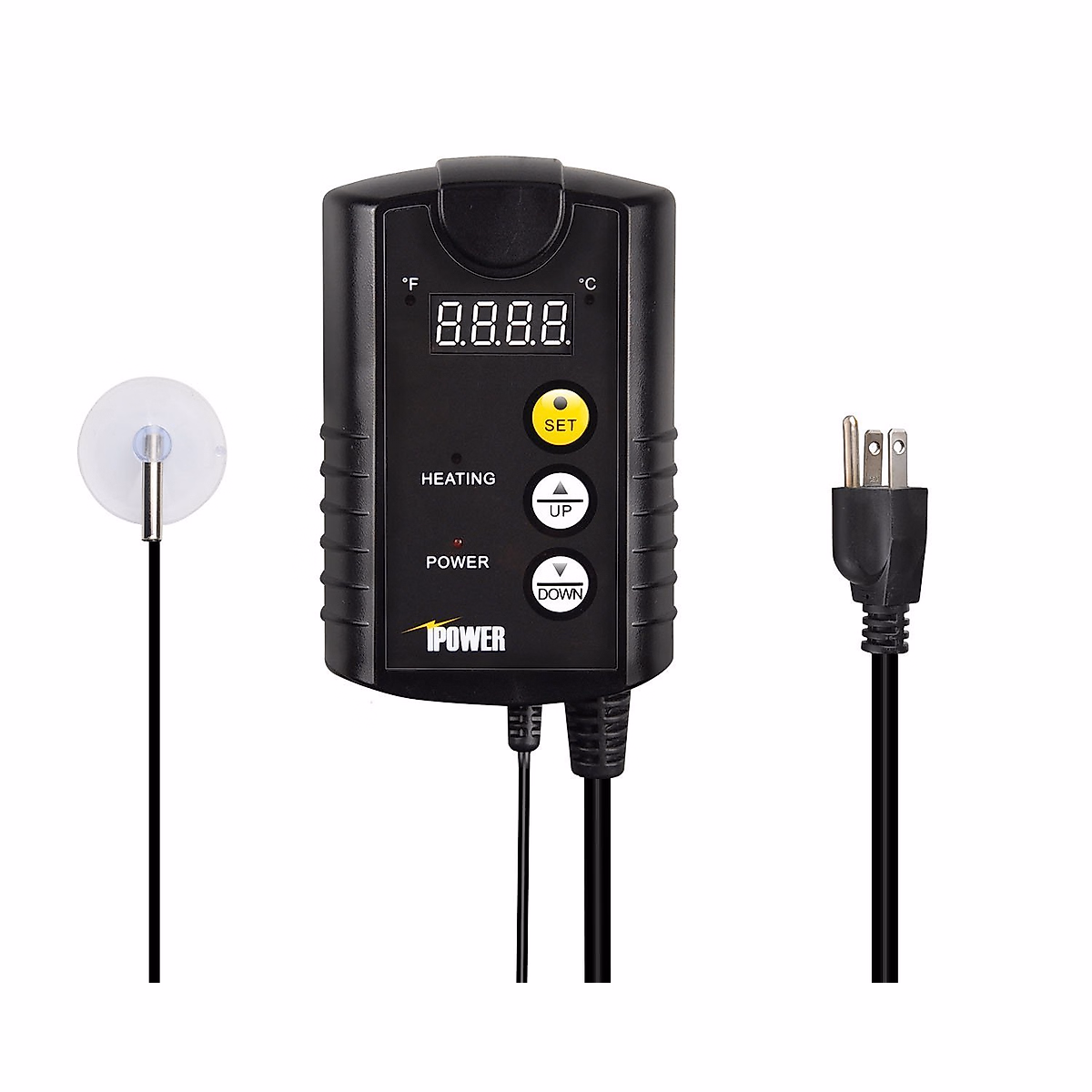 iPower GLHTMTCONTROL 40-108 Degrees Fahrenheit Digital Heat Mat Thermostat Controller for Seed Rooting Germination Reptiles, Fermentation and Brewing, 1000W-Black, Black