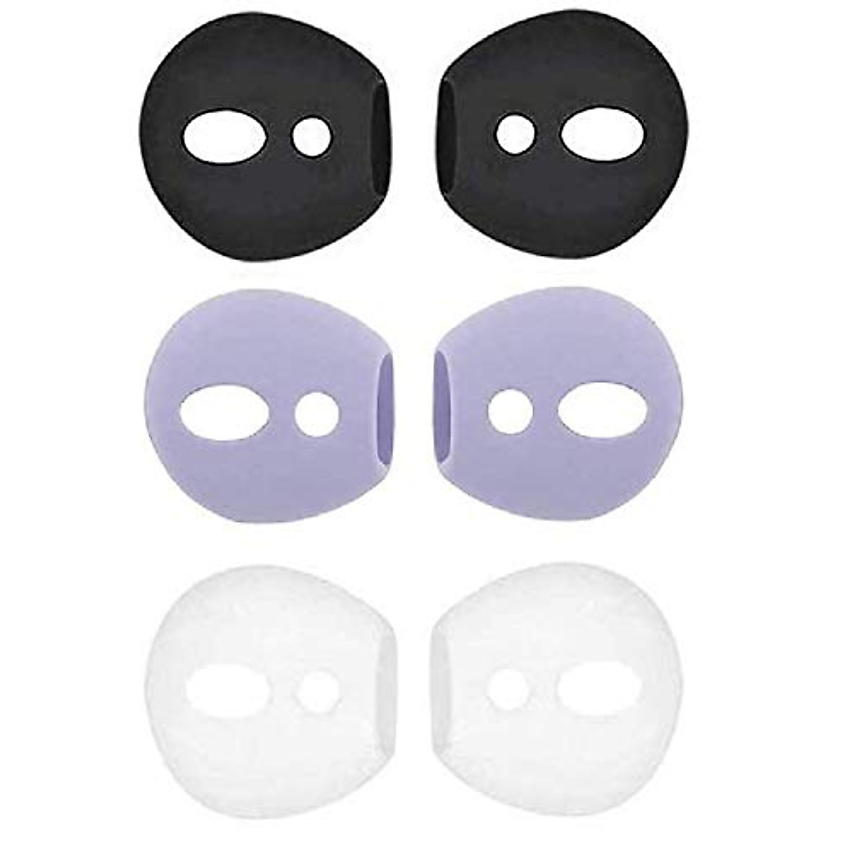BLLQ Fit in Case AirPod Eartips Covers Anti-Slip Earuds Cover Silicone Compatible with AirPods 2 & AirPods 1 or EarPods 【 Fit in The Charging Case 】3 Pairs White/Gray/Black WGB