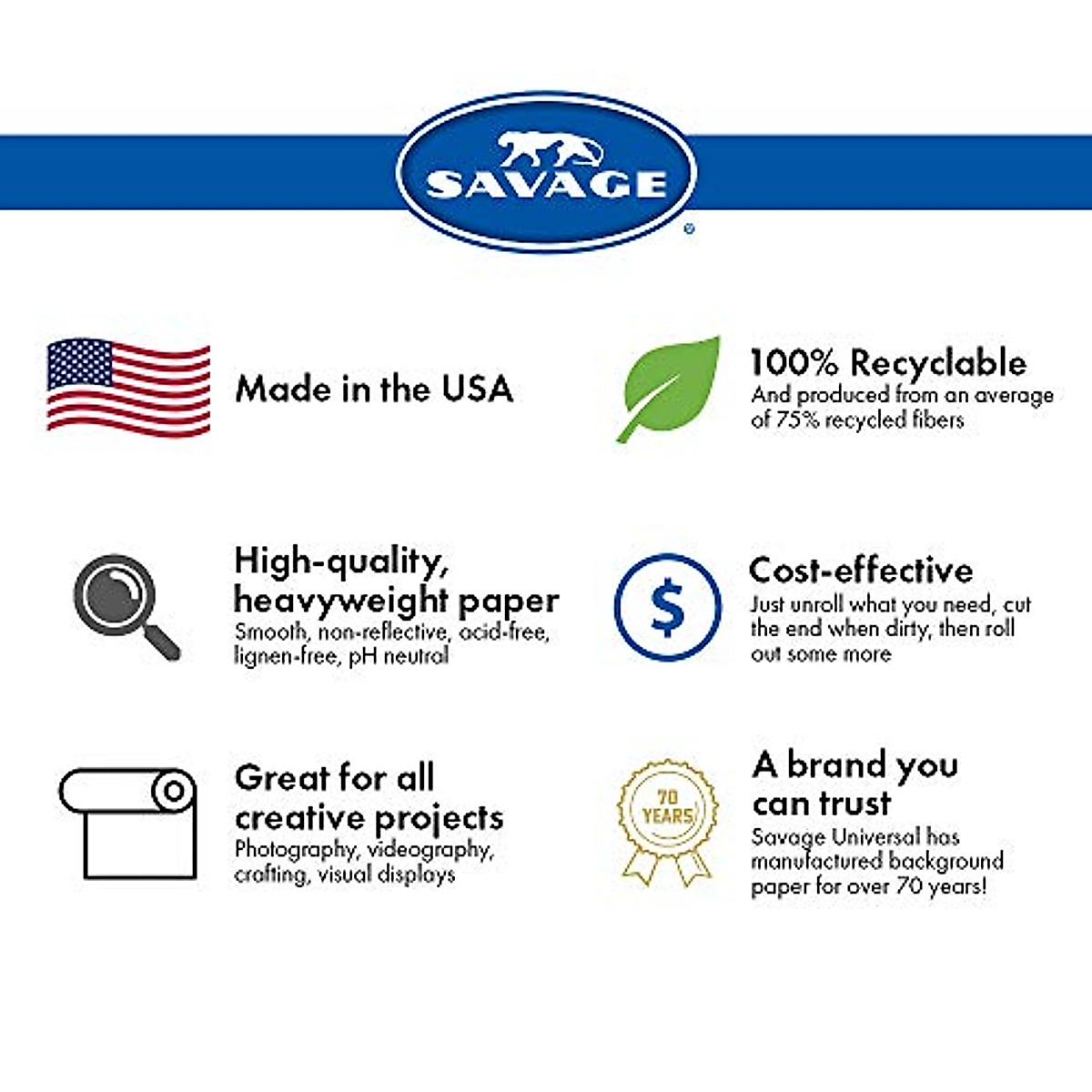 Savage Seamless Paper Photography Backdrop - #50 White (107 in x 36 ft) Made in USA