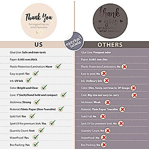 Easykart 400 Thank You for Supporting My Small Business Sticker Labels | Pastel Peach Color with Gold Foil Hearts | 1.5" Round in Roll | Highly Recommended for Small Business Owners