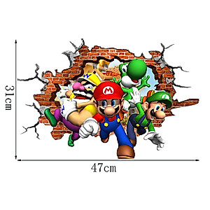 3D Wall Decals Sticker,Children Cartoon Bedroom Background Wall Decoration Self Adhesive Wall Sticker,Hedgehog Video Game Sticker Birthday Party Supplies