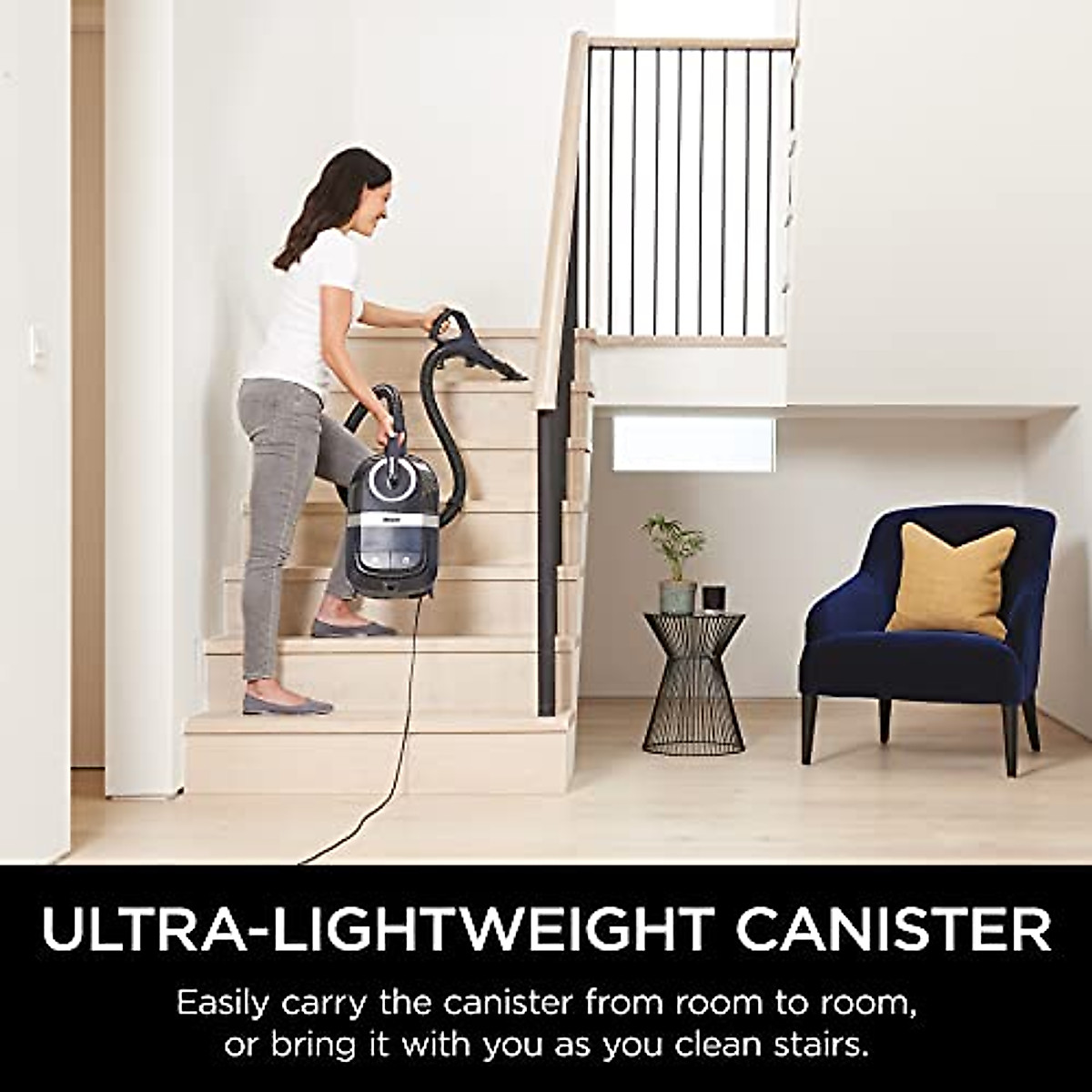 Shark CZ351 Pet Canister Vacuum, Bagless, Corded with Self-Cleaning Brushroll & PowerFins, Navy & Silver