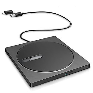 VersionTECH. External CD DVD Drive, USB 3.0 Type C Ultra-Slim Superdrive Optical Burner Writer Player CD DVD +/- RW, Compatible with Windows 10 8 7 XP Vista Mac OS System for Mac Pro Air iMac Laptop