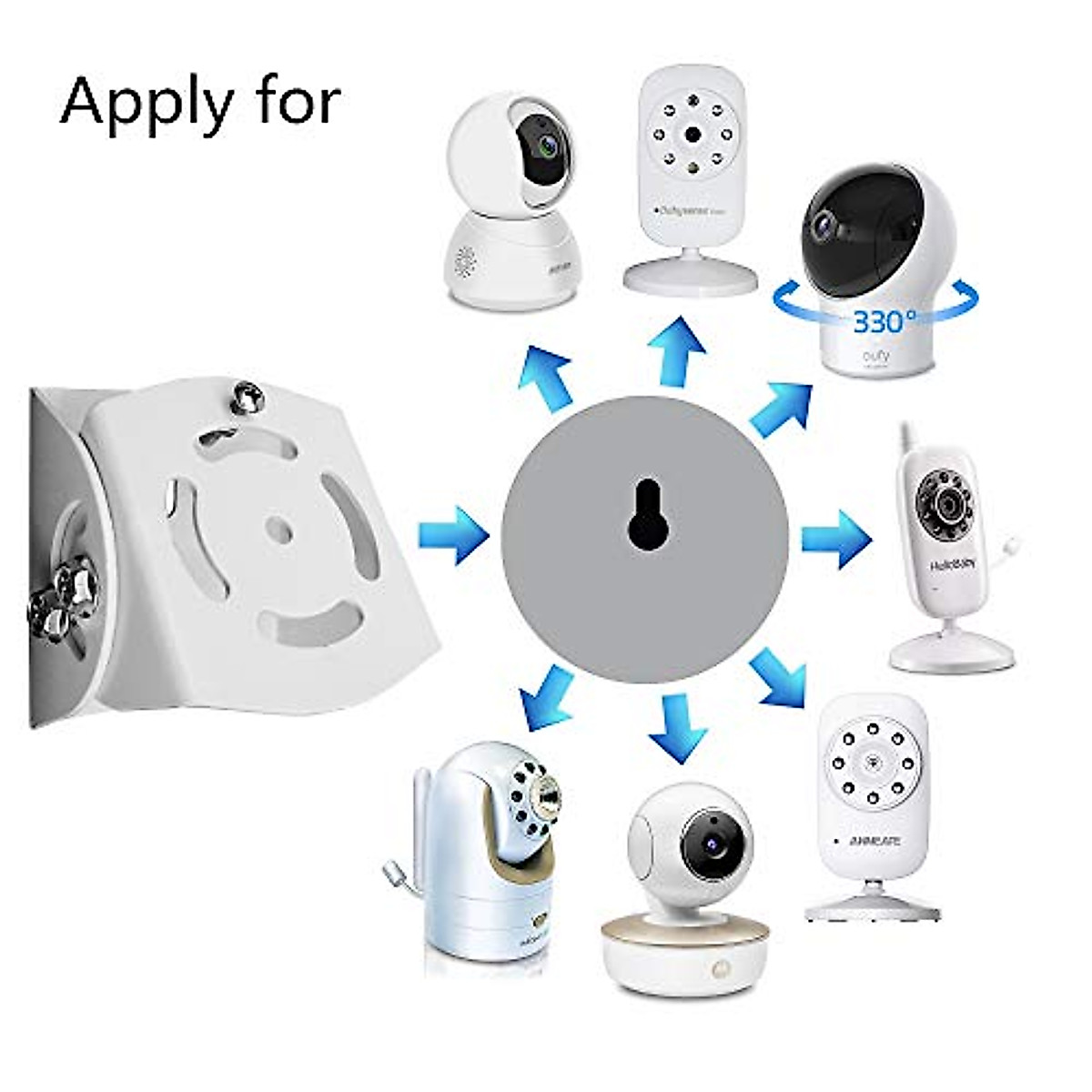 Baby Monitor Wall Mount for Infant Optics DXR-8,Adjustable Angle Mounting Brackets for Motorola,Babysense,HelloBaby and Most Universal Monitors Camera,Aluminum Alloy Material(White)