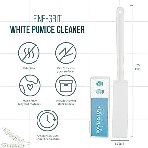 Powerstone Pumice Stone Toilet Bowl Cleaner with Extra Long Handle - 2 Pack | 3'' Longer Handle | Remove Hard Water Stains, Rings & Limescale from Toilets, Bathtubs, Sinks, Pools, BBQ