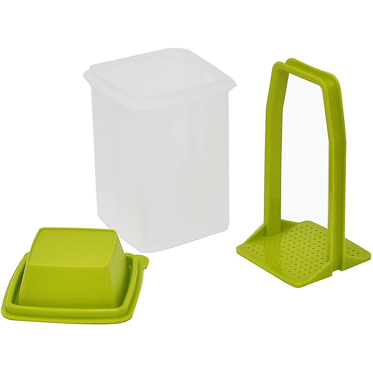 Home-X Set of 2 Pickle Storage Containers, Straining Pickle Jar, Filter Insert, Sieve Food Saver Container, 7 ½” L x 4 ¼” W x 4 ¼” H, Set of 2, Green
