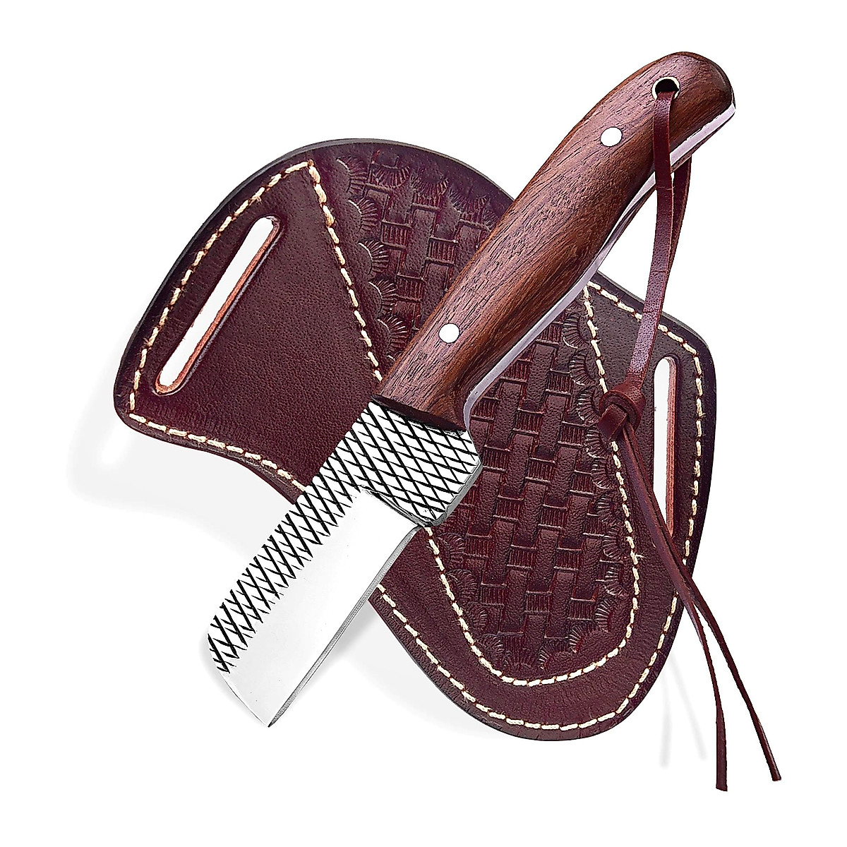TH knives Handmade Farrier Rasp Steel Bull Cutter Knife with Pancake leather Sheath Fixed Blade Western Cowboy knife, Utility knife for Hunting, Camping, outdoor Full Tang EDC knife with Burn Bone