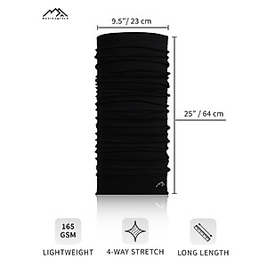 Merino.tech Merino Wool Ski Neck Gaiter - Face Mask Neck Warmer for Men & Women (Black)