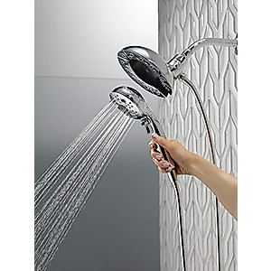 Delta Faucet 5-Spray In2ition Dual Shower Head with Handheld Spray, H2Okinetic Brushed Nickel Shower Head with Hose, Showerheads, Handheld Shower Heads, Magnetic Docking, Stainless 58480-SS25-PK