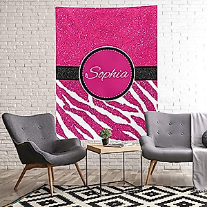 Pink Zebra Stripes Printing Personalized Blankets Throw Bed Sofa Couch Blankets Traveling Camping Hiking Soft Cozy 60 x 80 Inch