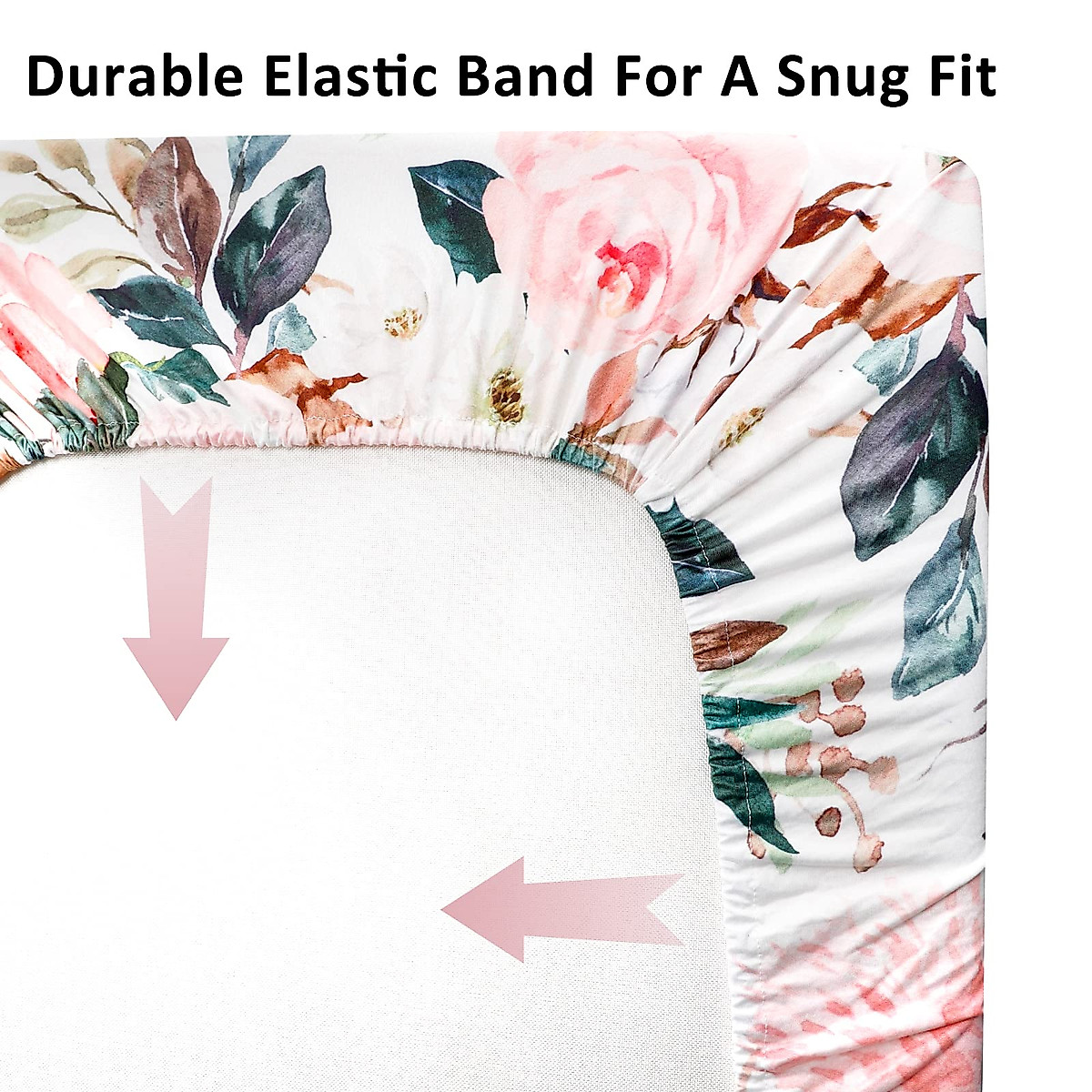 Fitted Crib Sheets for Baby Boys and Girls, Ultra-Soft Jersey Knit Cotton Baby Crib Sheet Fits Standard Crib and Toddler Mattress, Pink Flower