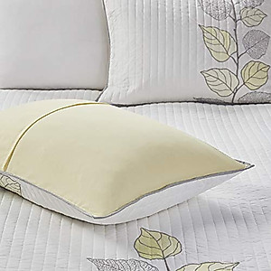 Madison Park Caelie Quilt Modern Classic Design All Season, Breathable Coverlet Lightweight Bedding Set, Matching Shams, Decorative Pillow, King/Cal King(104"x94"), Leaf Yellow 6 Piece