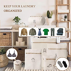 6 PCS Mesh Laundry Bags Set for Delicates, Durable Zipper Machine Washable Laundry Storage Bags Travel Storage Organize Bag for Undergarments, Bra, Blouses & Sweaters, Socks