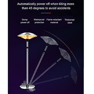 Outdoor Patio Heater,3 Heating Mode Space Heater Infrared Fast Heating Electric Heater with Tip Over Protection,Waterproof Freestanding Heater for Garden Garage Balcony Backyard-3000w 58.5x160-210cm(2