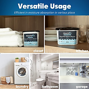 Absorb Pro - Moisture Absorber Tub with Activated Charcoal - 3-Pack - 18 oz Disposable Odor Eliminator Box & Dehumidifier for Garage, Home, Kitchen, Bedroom, Bathroom, Closet, Cars, and Boats